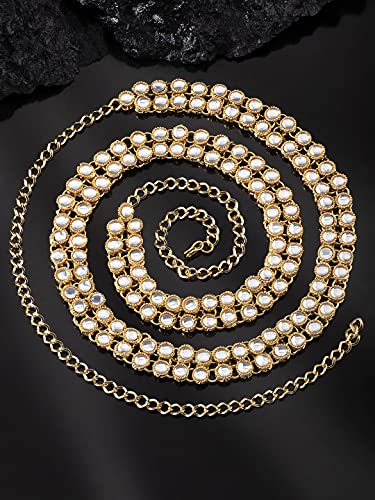 Aheli Tradional Ethnic Kundan Waist Chain Kamar Patta Belly Chain Indian Jewelry for Women