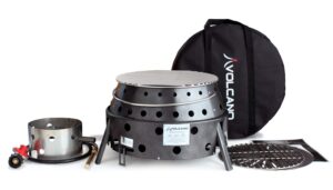 volcano grills 3 grill/stove bundle includes lid and cookbook, grey