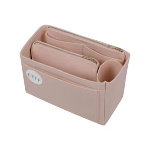 ettp purse organizer, felt bag organizer insert for speedy, neverfull, tote, handbag, 8 colors 5 sizes (medium, beige)