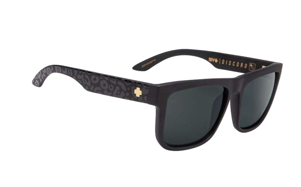 Spy Optic Discord Sunglasses Matte Black Leopard w/Happy Grey Green Silver Flash Lens + Sticker