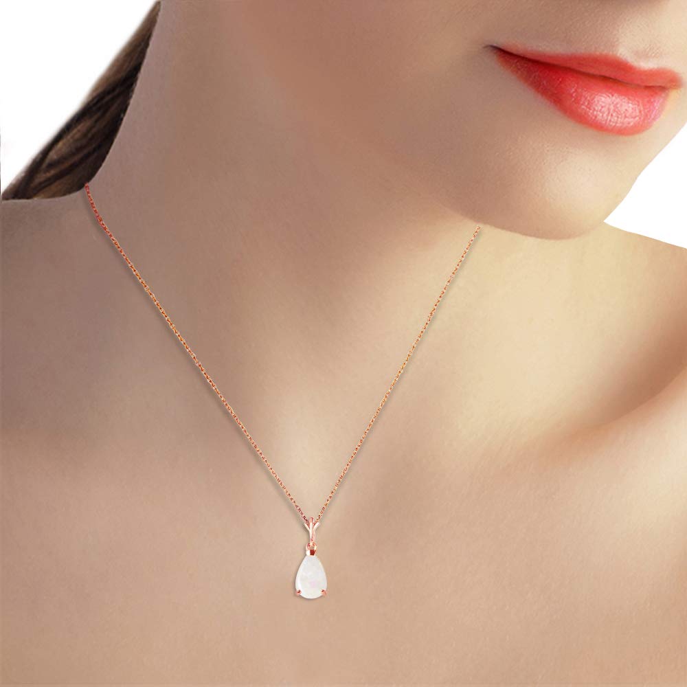 Galaxy Gold GG 14k 16" Solid Rose Gold Drop Pendant Necklace with Pear Shape 0.77 Carat Natural Vibrant Opal