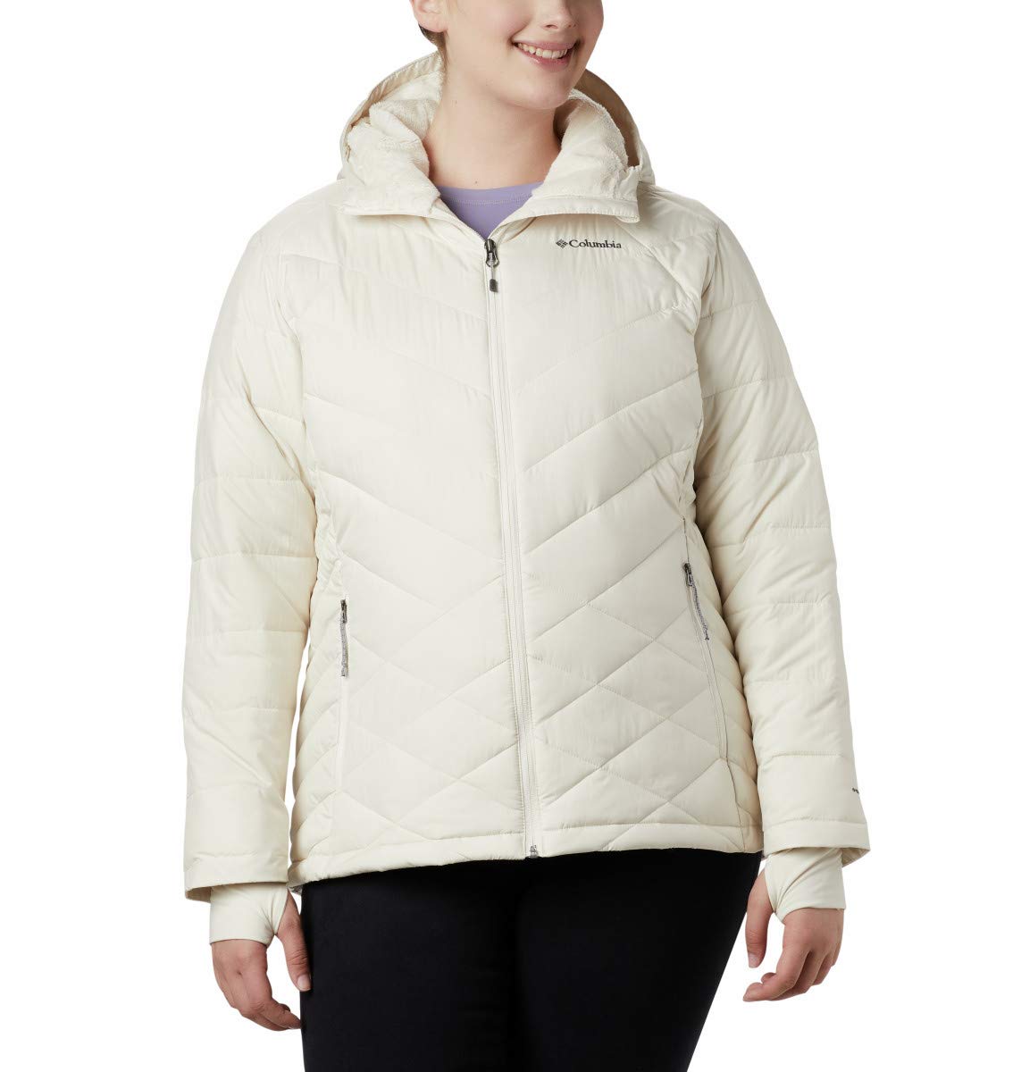 Columbia Women's Standard Heavenly Hooded Jacket, Chalk, Medium