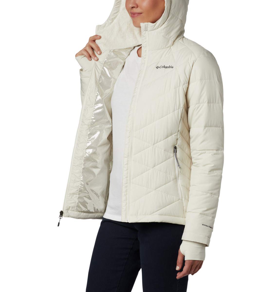 Columbia Women's Standard Heavenly Hooded Jacket, Chalk, Medium