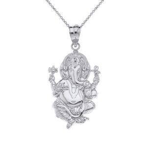 calirosejewelry sterling silver hindu lord ganesh ganesha elephant hindu god of fortune charm pendant