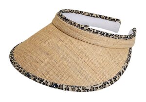 straw clip on visor cap, leopard