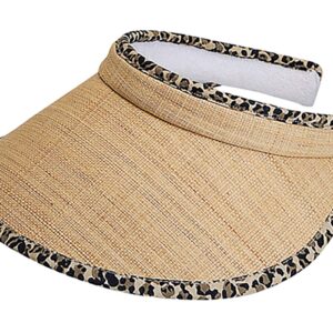 Straw Clip On Visor Cap, Leopard