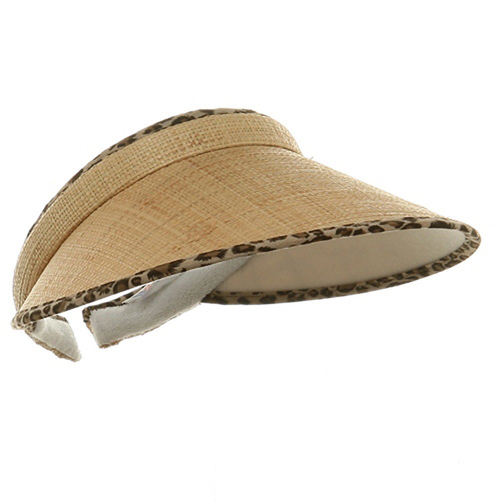 Straw Clip On Visor Cap, Leopard