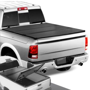 dna motoring new upgrade truck bed top hard solid tri-fold tonneau cover compatible with 09-18 dodge ram 1500/10-16 dodge ram 2500 3500 6.5ft beds, ttc-hard-019