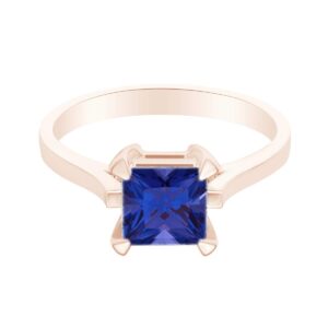 affy asscher cut simulated blue sapphire 14k rose gold over sterling silver solitaire ring 1.25 cttw-11