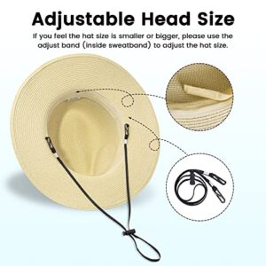 Sun Hats for Women Panama Hat Men & Womens Wide Brim Hat Sun Protection Foldable Straw Beach Fedora Hat Women Floppy Beach Hat Sunhat Womens,Beige