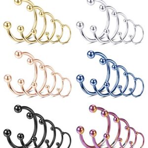 ORAZIO 30PCS 16G Nose Septum Horseshoe Rings Stainless Steel Circular Barbell Cartilage Tragus Helix Eyebrow Lip Labret Nipple Ear Piercing Body Jewelry 6mm 8mm 10mm 12mm 14mm