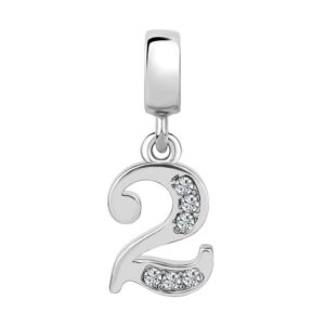 Cherris Lucky Number 0-9 Charms Dangle Crystal Charms Beads Snake Chain Bracelets (2)