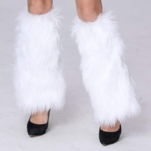 JIRUIWEN Light Up Leg Warmers - Women’s Furry-Led-Fur-Fluffies-Glow-Costumes Dance Hosiery Burning-man-Outfit