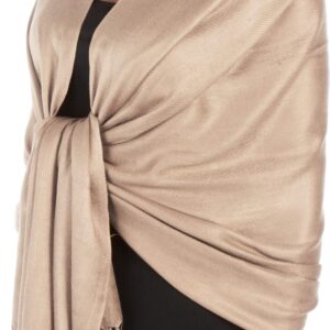 Sakkas Large Soft Silky Pashmina Shawl Wrap Scarf in Solid Colors - Clay