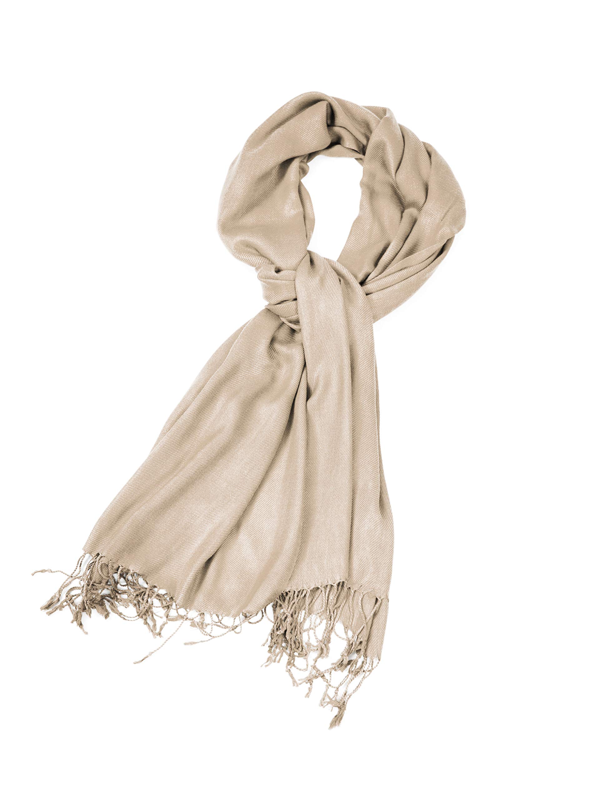 Sakkas Large Soft Silky Pashmina Shawl Wrap Scarf in Solid Colors - Clay