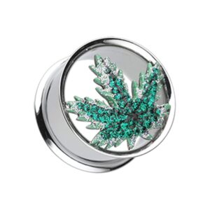 pot leaf multi-sprinkle dot ear gauge tunnel wildklass plug (3/4" (19mm))