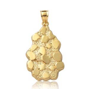 lovebling 10k yellow gold nugget charm pendant (1.60" x 0.77")