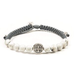 my saint my hero wake up and pray meditation bracelet - white howlite