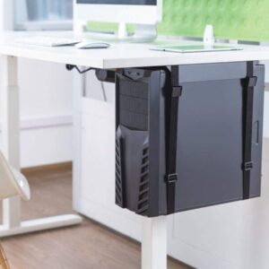 Monoprice Computer Case CPU Tower Holder - Low Profile Under Desk Mount, Supports Up to 22 Lbs, Horizontal or Vertical Mounting, Designed for Use with Sit-Stand Desks - Workstream Collection