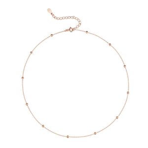 izpack minimalist ball choker necklace for women rose gold satellite beaded chain layering simple chokers adjustable (rose gold)