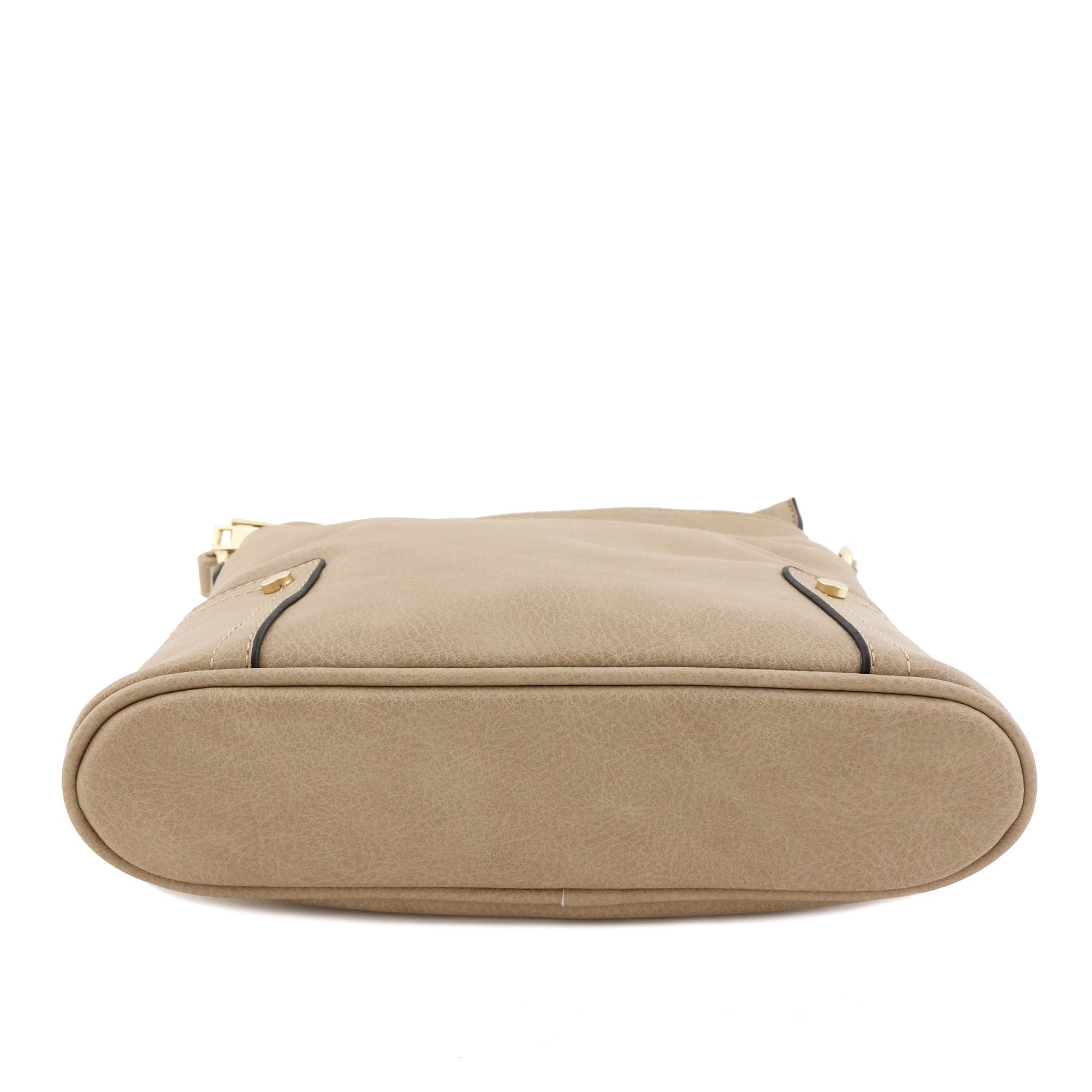 ALYSSA Triple Zip Pocket Large Crossbody Bag (Sand)