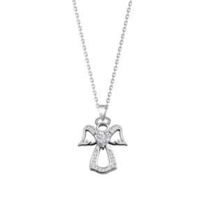 wusuaned guardian angel pendant necklace zircon heart jewelry for women (guardian angel necklace)