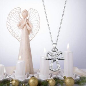 WUSUANED Guardian Angel Pendant Necklace Zircon Heart Jewelry for Women (guardian angel necklace)