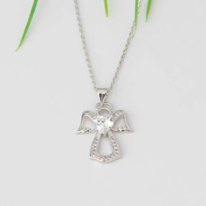 WUSUANED Guardian Angel Pendant Necklace Zircon Heart Jewelry for Women (guardian angel necklace)