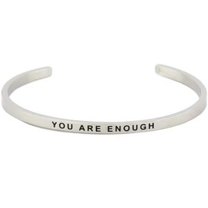 jude jewelers 6mm width stackable stainless steel inspirational bangle bracelet (you are enough)