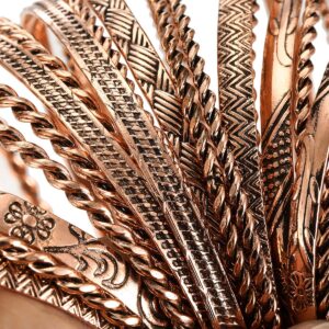 ENSOUL Antique Copper Flower Mixed Metal Aztec African Indian Vintage Multi Bangle&Bracelets For Women Set of 19