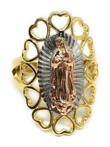 fran & co. gold plated women's tri-color virgin mary heart ring virgen de guadalupe anillo corazon (8)