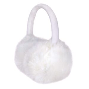 sudawave girls winter warm adjustable knitted faux fur plush earmuffs warmers (white)