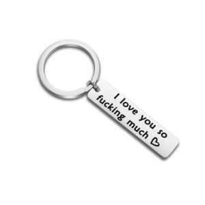 wusuaned couples keychain i love you so fucking much valentine's day jewelry boyfriend girlfriend gift (i love you so fucking much)