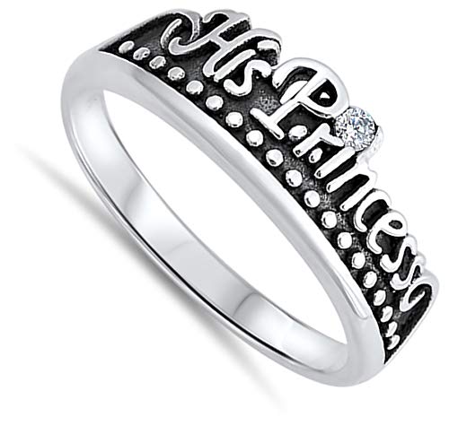 White CZ His Princess Christian Purity Ring .925 Sterling Silver Band Size 8