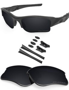 blazerbuck anti-salt polarized replacement lenses & sock kit for oakley flak jacket xlj oo9009 - black