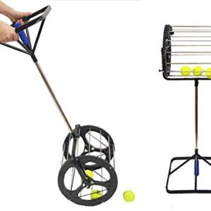 CHAOFAN 2 in 1 Tennis Balls Pickup Automatic Balls Receiver with Handle for Storage Adjustable Height Hold Up 55 Tennis Balls