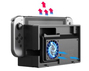 elecgear cooling fan for switch dock hac-007, external turbo cooler for nintendo switch original docking station, snap-on design, usb powered, integrated cable - |not for oled and lite|