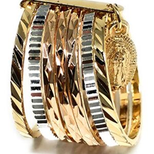 Fran & Co. Gold Plated Women's Tri-Color Virgin Mary Semanario Ring Virgen de Guadalupe Anillo (7)