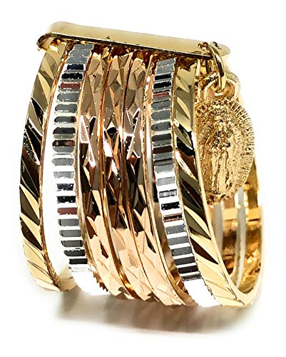 Fran & Co. Gold Plated Women's Tri-Color Virgin Mary Semanario Ring Virgen de Guadalupe Anillo (7)