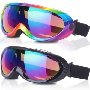 rngeo ski goggles, pack of 2, snowboard goggles for kids, boys & girls, youth, men