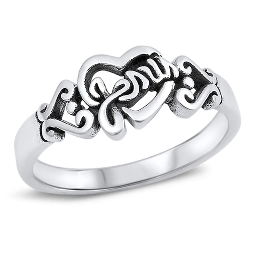 Jesus Loves You Heart Script Purity Ring New 925 Sterling Silver Band Size 6