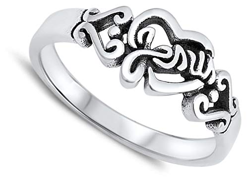 Jesus Loves You Heart Script Purity Ring New 925 Sterling Silver Band Size 6