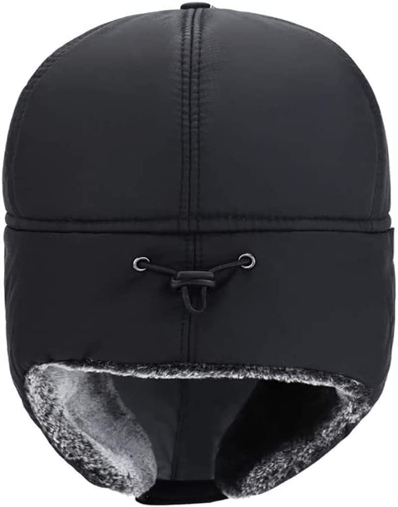 Winter 3 in 1 Thermal Fur Lined Trapper Hat with Ear Flap Full Face Warmer Cover Windproof Insulated Baseball Cap Cycling Motorcycle Snow Ski Hat Headwear (Black)