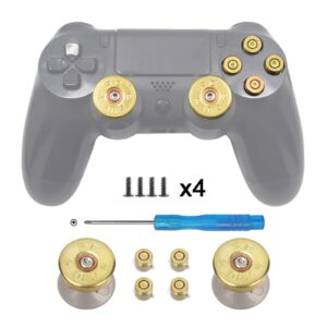 tomsin gold metal bullet buttons & bullet joystick thumbstick for ps4 controllers