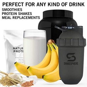 SHAKESPHERE Tumbler: Protein Shaker Bottle and Smoothie Cup, 24 oz - Bladeless Blender Cup Purees Raw Fruit with No Blending Ball - Drink Powder Mix Shake Mixer for Pre Workout, Gym (Frosted White)