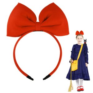 hoshin bow headbands headdress for women and girls, perfect hair accessories for kikis delivery service cosplay (red)