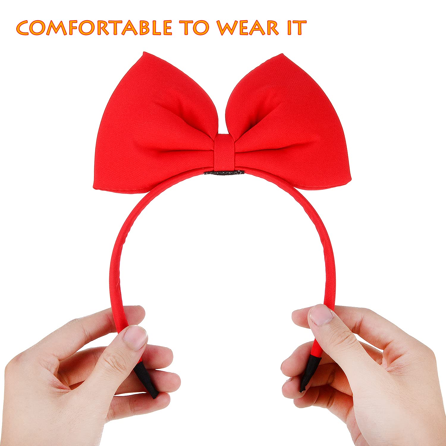 Hoshin Bow Headbands Headdress for Women and Girls, Perfect Hair Accessories for Kikis Delivery Service Cosplay (Red)