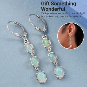 Shop LC Opal Earrings for Women 925 Sterling Silver Long Drop Dangle Earrings for Women Gemstone Opal Jewelry Birthday Gifts for Women