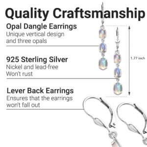 Shop LC Opal Earrings for Women 925 Sterling Silver Long Drop Dangle Earrings for Women Gemstone Opal Jewelry Birthday Gifts for Women