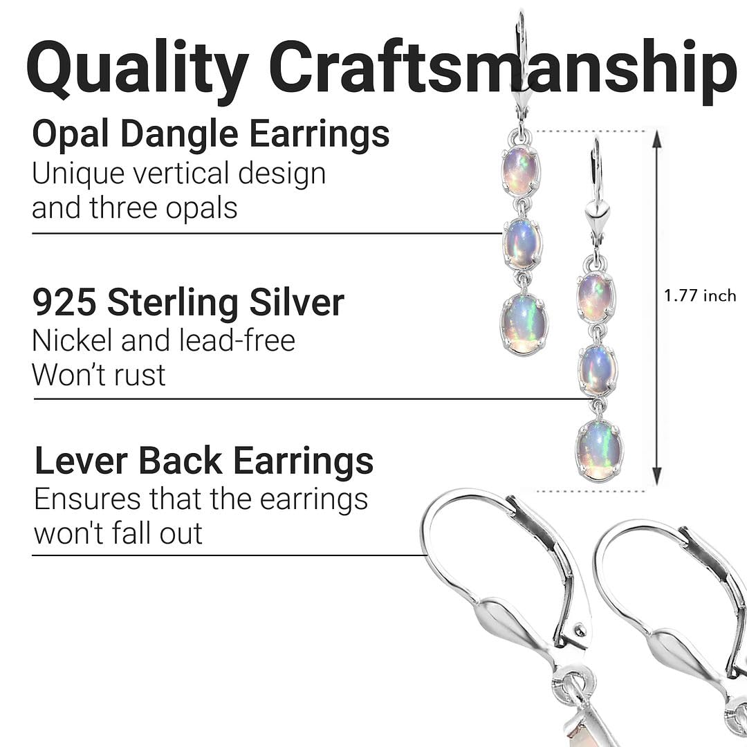 Shop LC Opal Earrings for Women 925 Sterling Silver Long Drop Dangle Earrings for Women Gemstone Opal Jewelry Birthday Gifts for Women